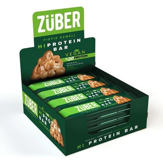 Züber Vegan Hi-Protein Bar Fıstık Ezmeli 12 x 45 gr Fiyatı