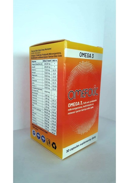 Dietary Supplement Omefolic Omega-3 Folic Asit 30 Kapsül Fiyatı