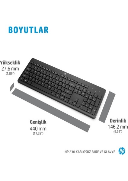 Hp 18H24AA Kablosuz Klavye-Mouse Set 230 - Siyah Fiyatı