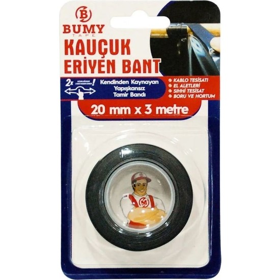 Bumy Kauçuk Eriyen Bant Siyah 20 mm x 3 Metre Fiyatı