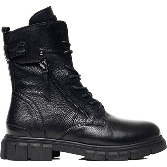 Greyder 32720 Kadın Siyah Deri Military Bot Fiyatı