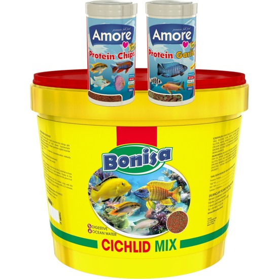 Bonisa Cichlid Mix Granulat 3 kg Kova, Amore Elite Protein Garlic ve ...