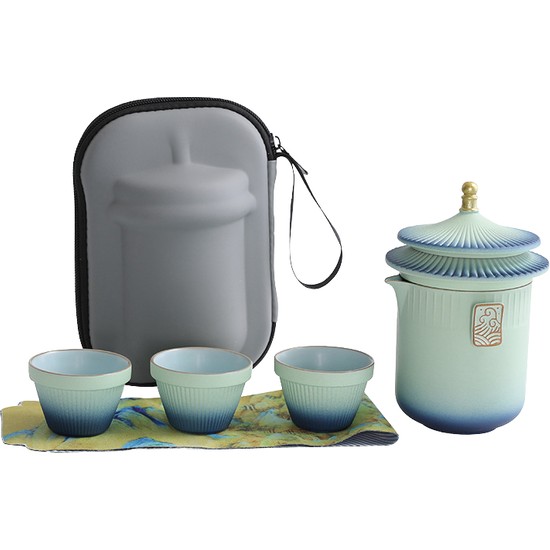 Oloey Kaba Seramik Seyahat Kung Fu Çay Seti Bir Pot Üç Fiyatı