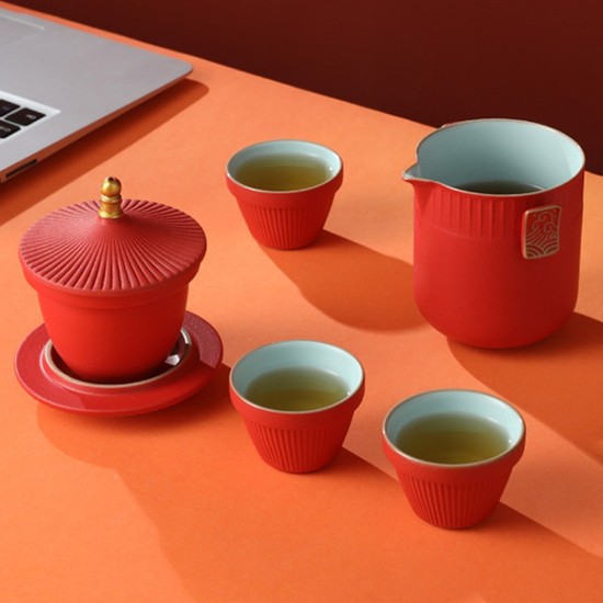 Oloey Kaba Seramik Seyahat Kung Fu Çay Seti Bir Pot Üç Fiyatı