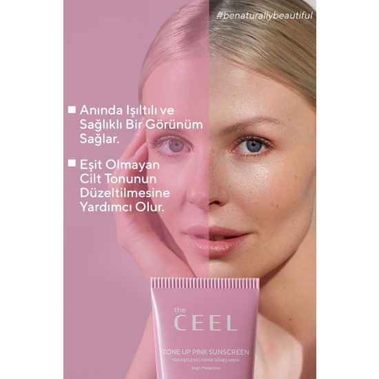 The Ceel Spf 50+ Tone Up Pink Sunscreen Ton Eşitleyici Yüz Fiyatı