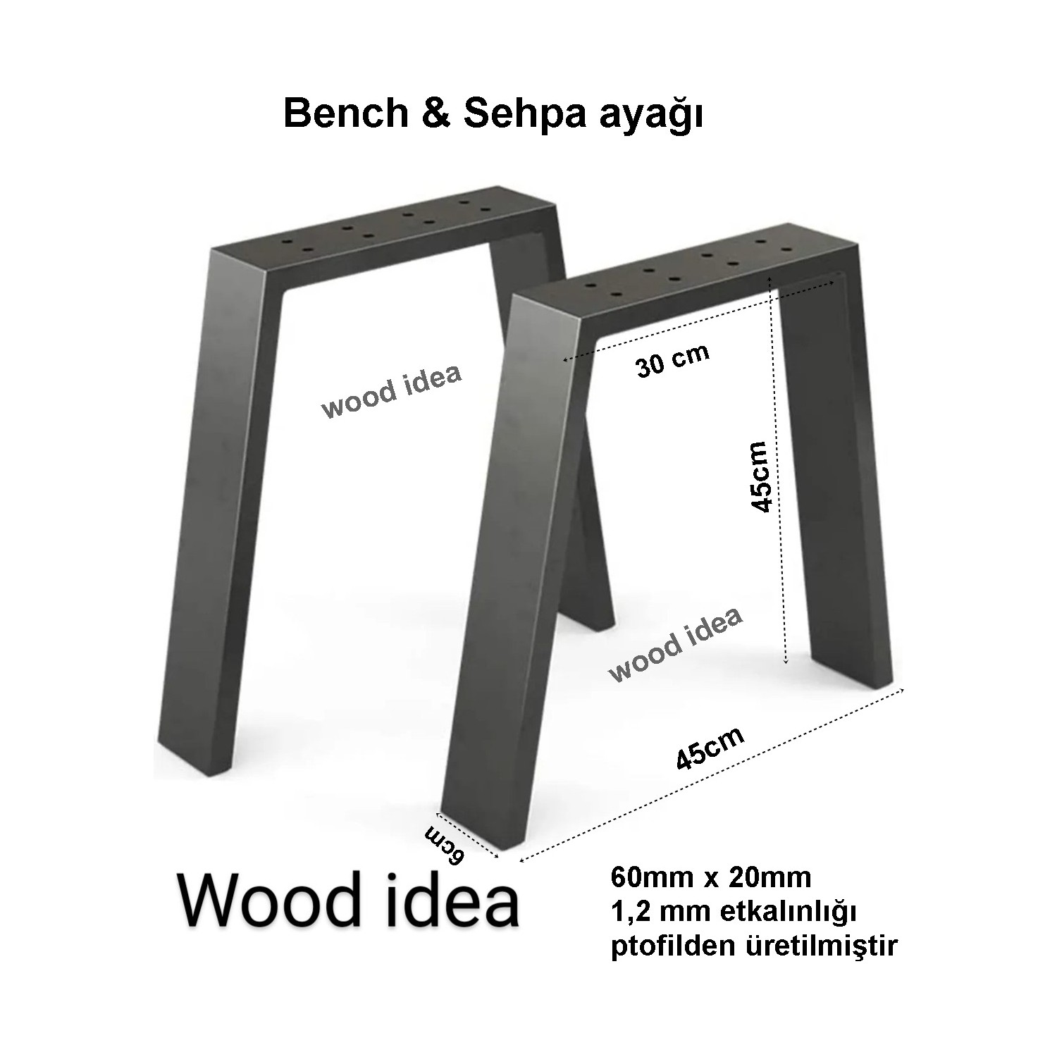 Wood Idea 45 cm Metal Bench-Bank-Sehpa-Orta Sehpa Ayağı 2 Fiyatı