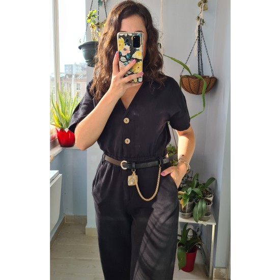 Ece Kahraman Düğme Detaylı Gabardin Tulum Fiyatı