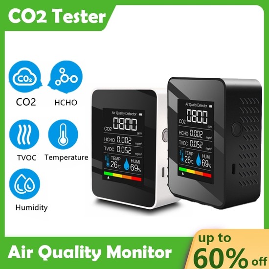 Beyaz Hava Kalitesi Dedektörü Co2 Test Cihazı Karbon Fiyatı