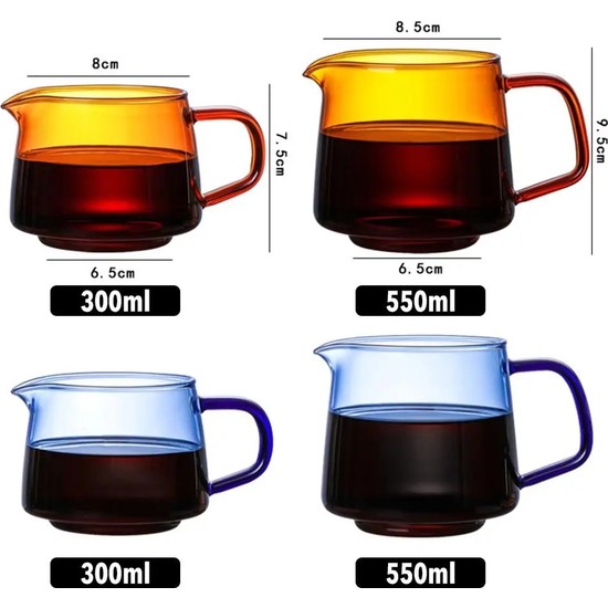 Mavi Isıya Dayanıklı Cam Aralığı Kahve Sunucusu 300ML 550ML Fiyatı