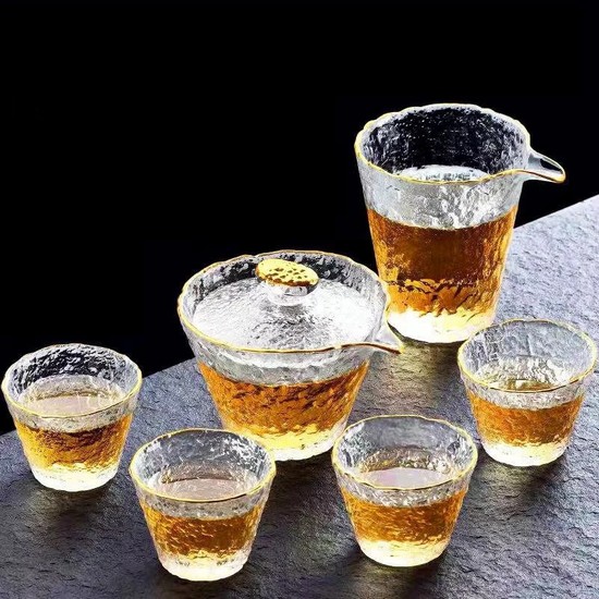 G Yüksek Kaliteli Çekiç Cam Çay Seti Japon Çaydanlık Çin Fiyatı