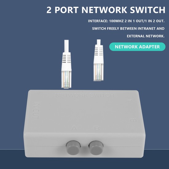 Mini 2 Port RJ45 Rj-45 Ağ Anahtarı Ethernet Ağ Kutusu Switcher Çift 2 ...