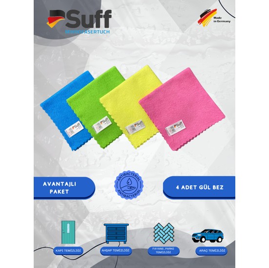 Suff 4 Adet Gül Microfiber Genel Temizlik Bezi | 32 x 32 cm Fiyatı