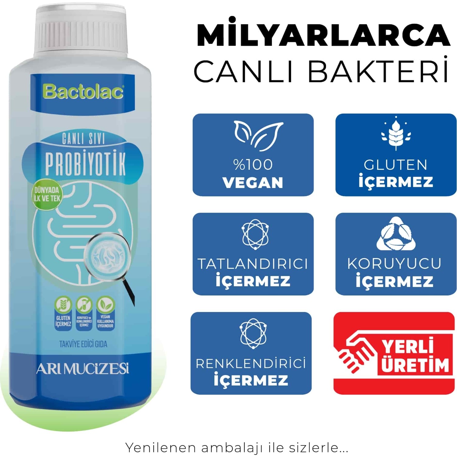 Bactolac Aktif Probiyotik - 1000 ml (Dünyada Canlı Organizma İçeren Tek ...