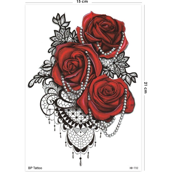 BP Tattoo Dantelli Gül Vücut Bacak Dövmesi Kadın Tattoo Fiyatı