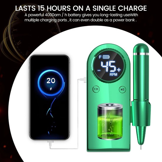 3Danlu JF106 Yeşil 2 Profesyonel Elektrikli Tırnak Matkap Fiyatı