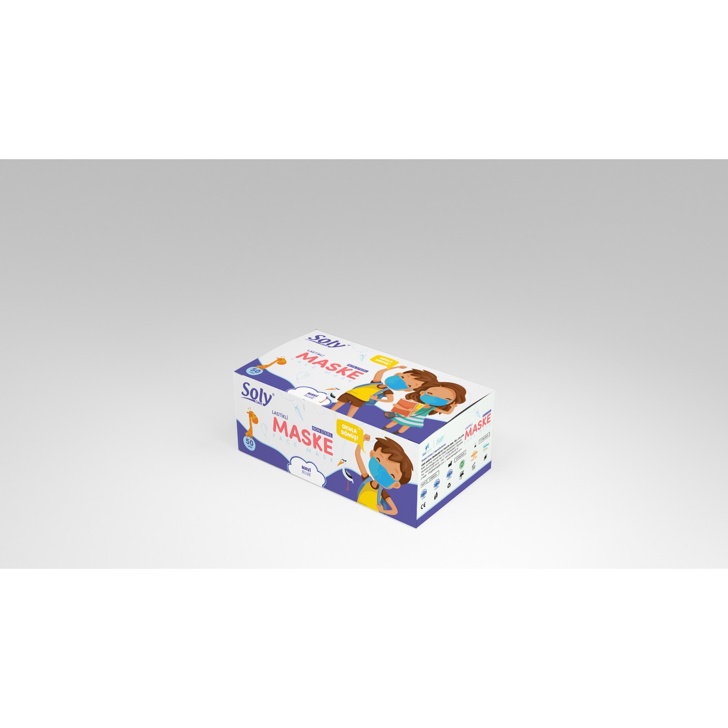 Soly Care Üç Katlı Lastikli Burun TelliÇocuk Cerrahi Maske Fiyatı