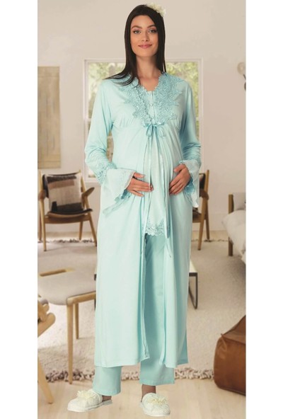 Carpediem L.r. 1517 Turkuaz Sabahlıklı Hamile Lohusa Pijama Takımı Carpediem L.r. 1517 Turkuaz Sabahlıklı Hamile Lohusa Pijama Takımı