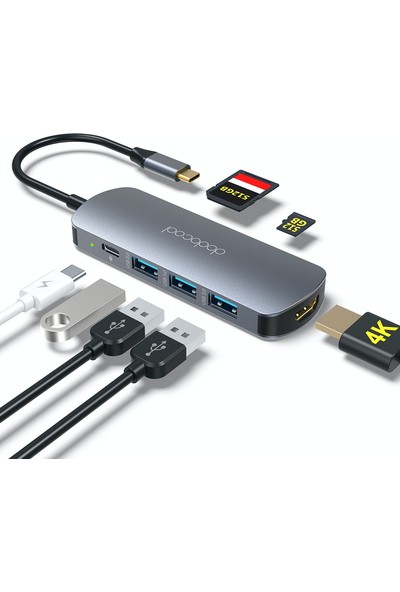 Dodocool DC76 7in1 Usb-C Hub 4K Sd/tf 100W