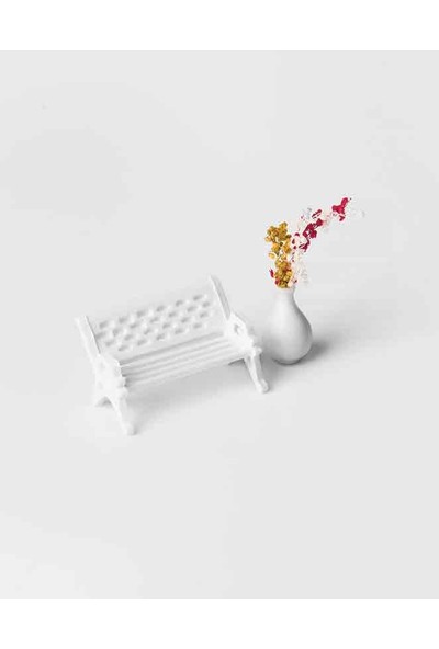 Eshel Maket Oturma Bankı ve Çiçekli Vazo 1/100 Ölçekli 3'lü