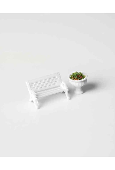 Eshel Maket Oturma Bankı ve Saksı 1/75 Ölçekli 3'lü
