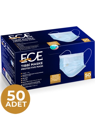 Ece Full Ultrasonik Meltblownlu 50'li Maske Ece Full Ultrasonik Meltblownlu 50'li Maske
