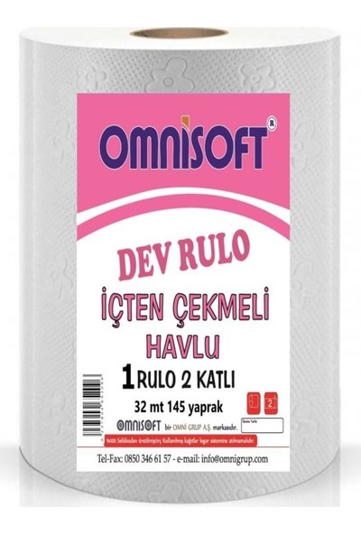 Omnisoft Dev Rulo Kağıt Havlu Içten Çekmeli 145 Dev Yaprak Omnisoft Dev Rulo Kağıt Havlu Içten Çekmeli 145 Dev Yaprak