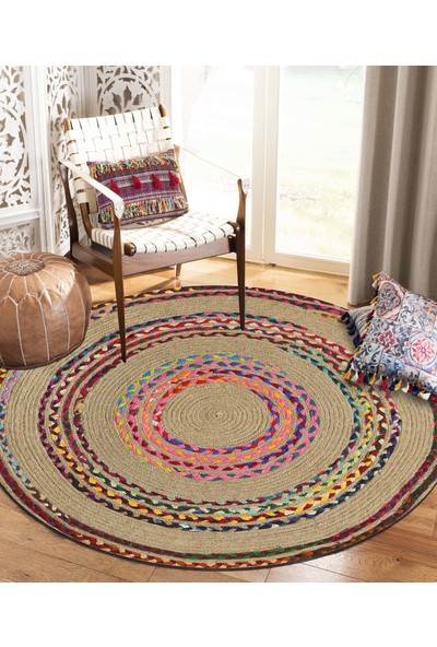 Koza Halı Natura Jüt Halı Hasır Halı Multi 00002A 120 x 120