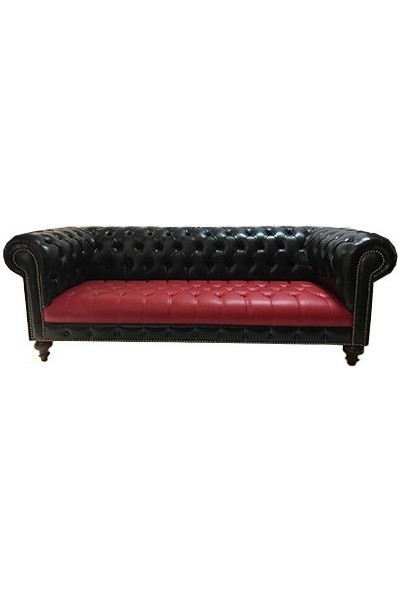 3A Mobilya Red And Black Chesterfield