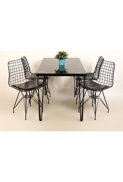 Sherlock Masa Sandalye Takımı Tel Masa Seti Sherlock Masa Sandalye Takımı Tel Masa Seti