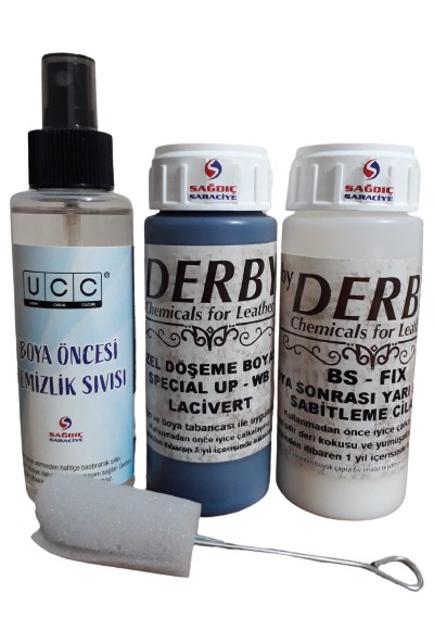 3'lü Derby Lacivert Deri Oto Direksiyon Döşeme Boyama Seti