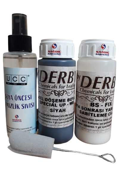 3'lü Derby Siyah Deri Oto Direksiyon Döşeme Boyama Seti