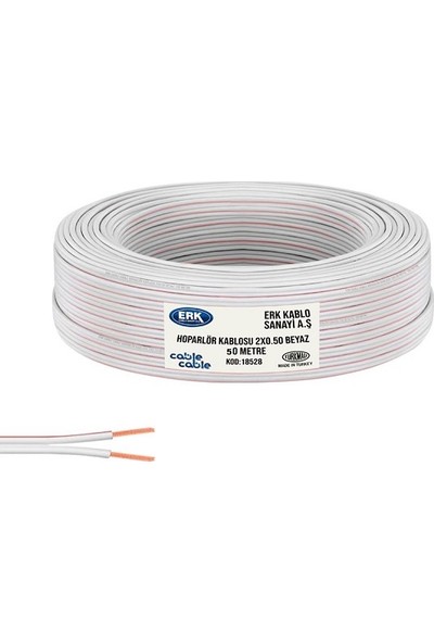 Cable Cable Hoparlör Kablosu Kordon Beyaz 2 x 0.5 mm x 50 M Cable Cable Hoparlör Kablosu Kordon Beyaz 2 x 0.5 mm x 50 M