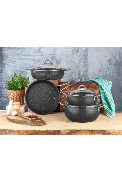 Alkar Çelik Saplı Ezme Güveç 7 Parça Set