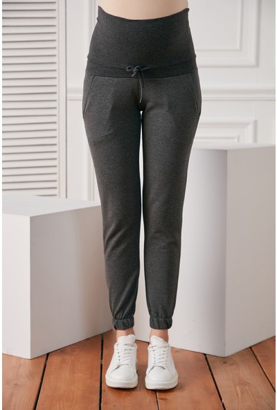 Görsin Hamile Gör&sin Paçası Lastikli Füme Hamile Eşofman