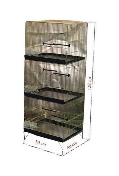 Canser Üç Katlı Kuş Kafesi Lüks Sarı Galvanizli 40 x 50 x 128CM