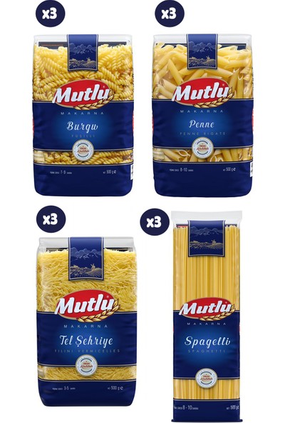 Mutlu Makarna Karışık 500 gr × 12