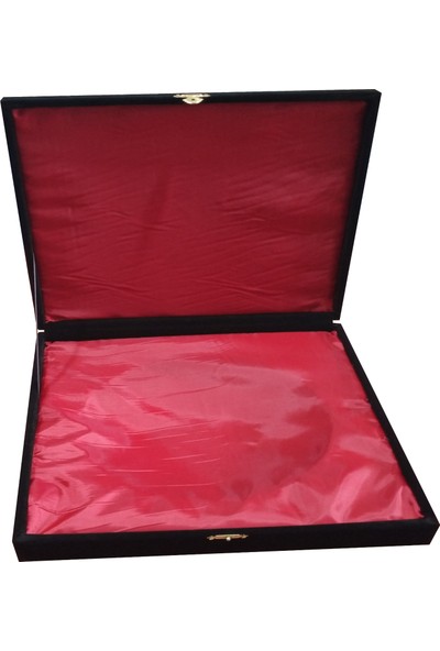 Nkk 33 Cm'lik Siyah Içi Kırmızı Kadife Çini Tabak Kutusu
