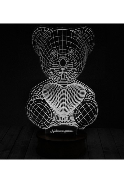 eJOYA Kalpli Ayıcık 3 Boyutlu 3D Led Gece Lambası 90084