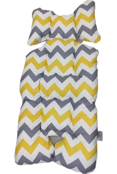 Bebek Atölyesi Puset Minderi Sarı Gri Zigzag & Yıldız