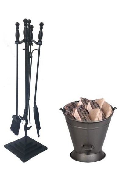Kocherhome Şömine Aksesuar Seti Döküm Maşa Takımı ve Odun Kovası Sepeti Kocherhome Şömine Aksesuar Seti Döküm Maşa Takımı ve Odun Kovası Sepeti
