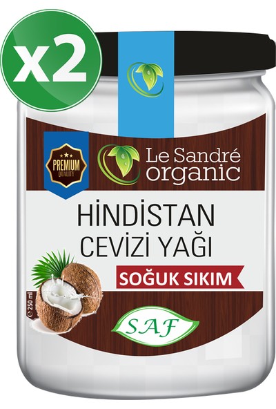 Le Sandre Organics Hindistan Cevizi Yağı 250 ml 2'li Le Sandre Organics Hindistan Cevizi Yağı 250 ml 2'li