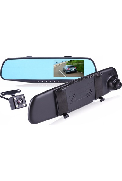 Car Life Style 4.3 İnç Oto Dikiz Aynası Yol Kayıt Cihazı Ön ve Arka Kamera 1080P