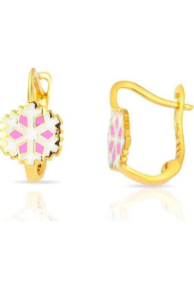 Bilezikci Renkli Kar Tanesi Altın Çocuk Küpesi