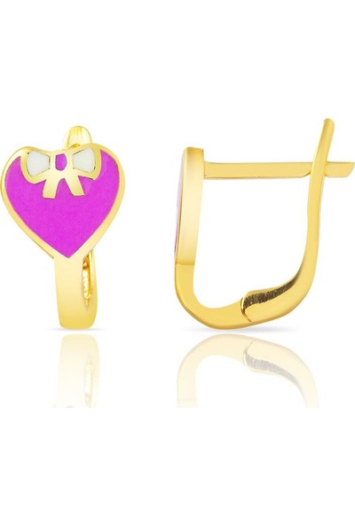 Bilezikci Papyonlu Kalpli Altın Çocuk Küpesi