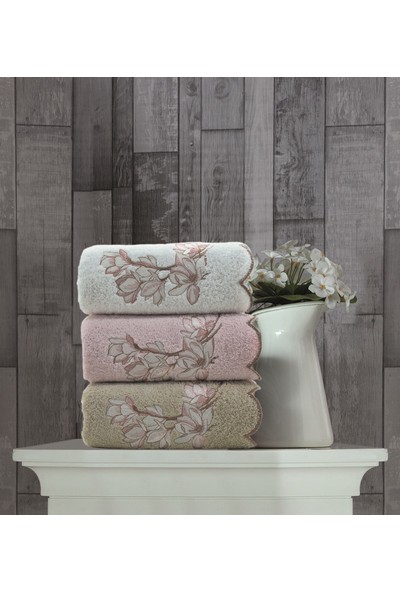 Coronet Home Nakışlı-Skalloplu 3lü Havlu Seti