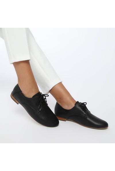 Polaris 315098.Z Siyah Kadın Oxford Ayakkabı