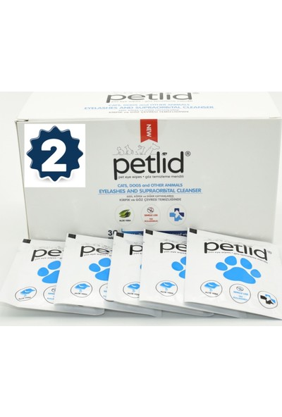 Petlid Köpek, Kedi, Tavşan ve Tüm Petler Için Göz Çevresi Temizleme Mendili x 2 Kutu
