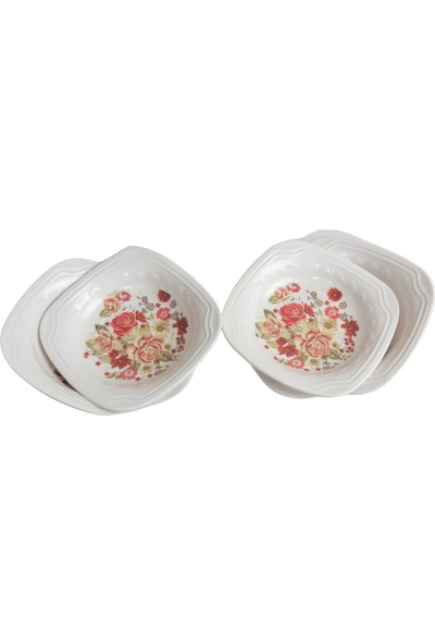 İstesende 6 Adet Çiçek Desenli Kare Melamin Çay Tabağı İstesende 6 Adet Çiçek Desenli Kare Melamin Çay Tabağı