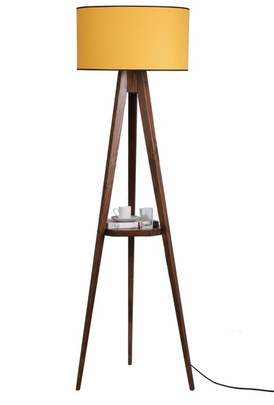 Lumexx Sehbalı Tripod Ceviz Lambader Silindir Hardal Abajurlu Lumexx Sehbalı Tripod Ceviz Lambader Silindir Hardal Abajurlu
