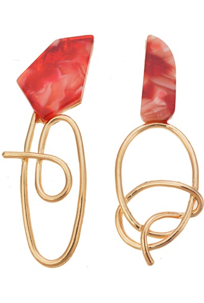 Pelin Aksesuar Kırmızı Tasarım Küpe